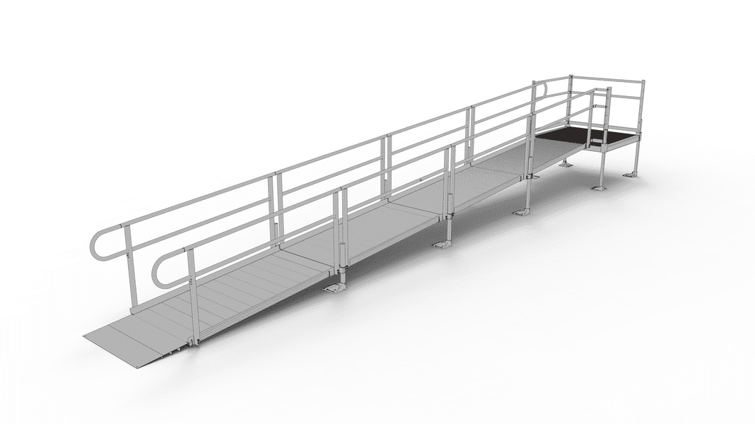PATHWAY 3G 24 ft. Straight Aluminum Wheelchair Ramp Kit with Solid Sur ...