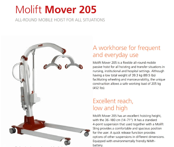 Molift Mover 205 Hydraulic Electric Powered Mobile Patient Lift by ETA ...