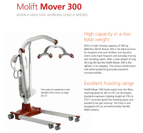 Molift Mover 300 Electric Bariatric Patient Lift by ETAC-Wheelchair Liberty